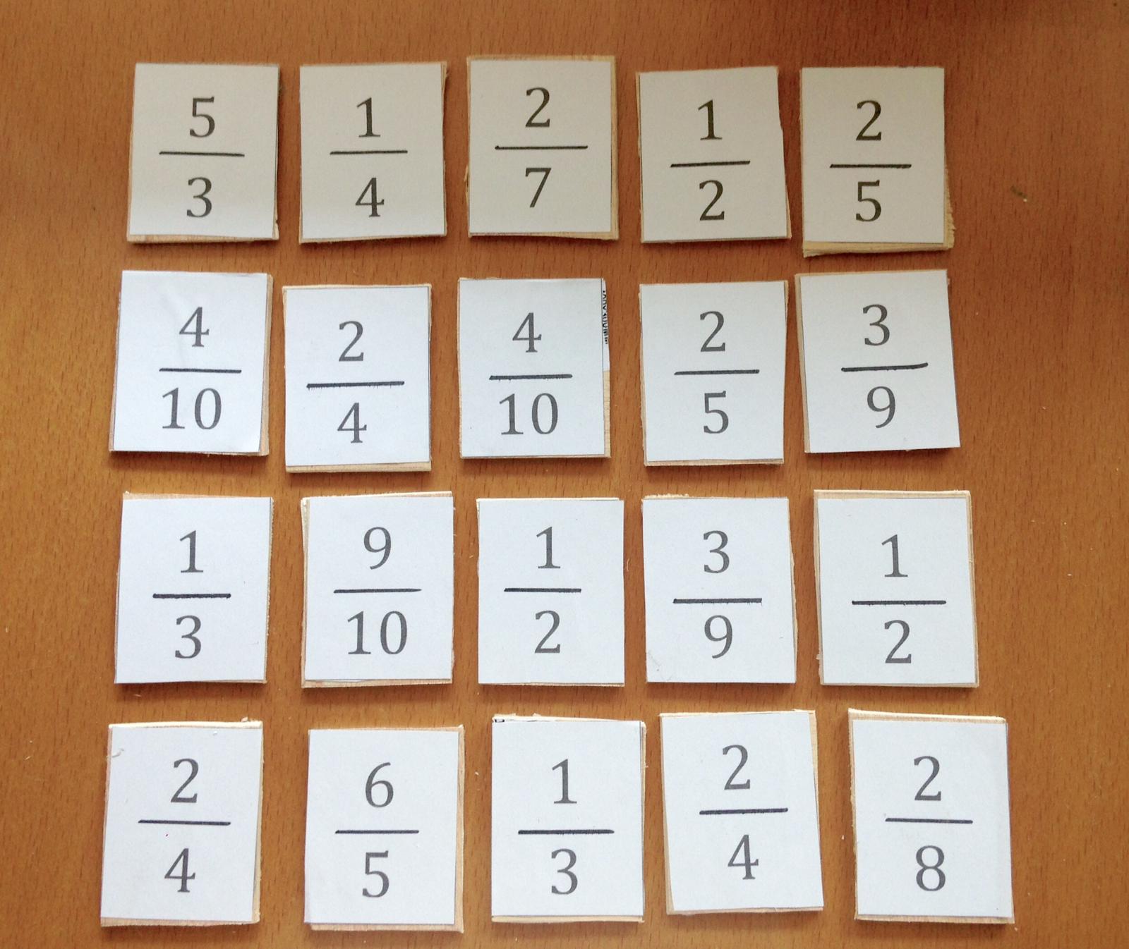 El aula de Ismael: 6. Fracciones 2/2. Cartas y bolos.