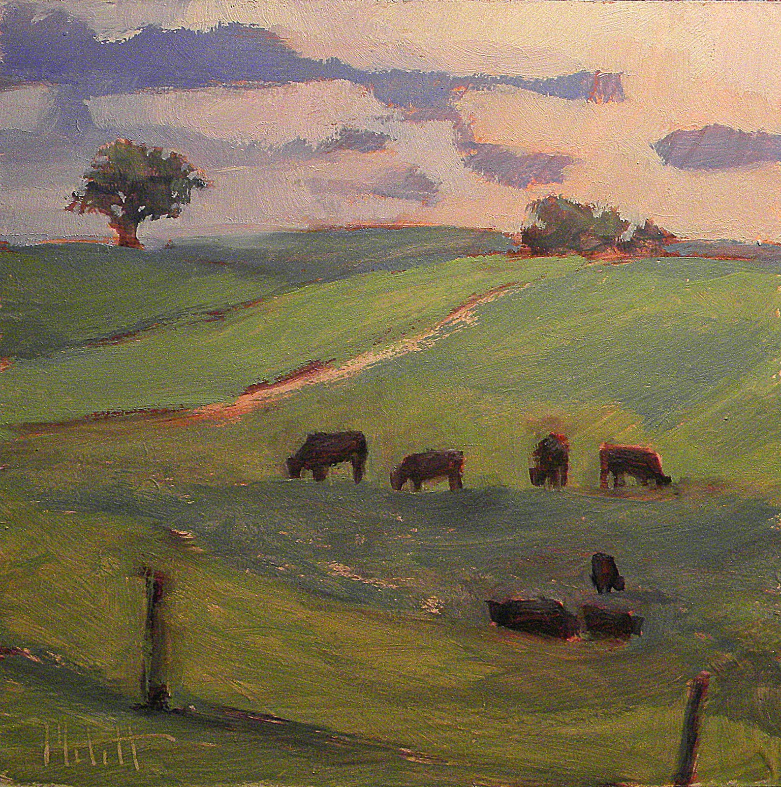 Heidi Malott Original Paintings: Cow Painting Morning Pasture Rural ...