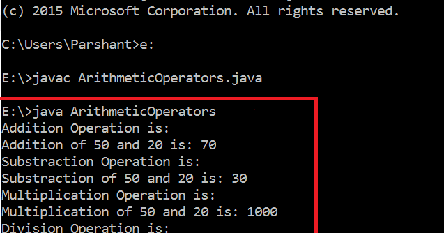 Arithmetic Operators in Java with Example. - Javastudypoint