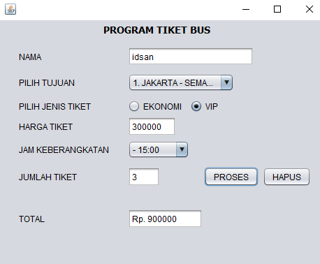 Algoritma Pemprograman : PROGRAM APLIKASI TIKET BUS