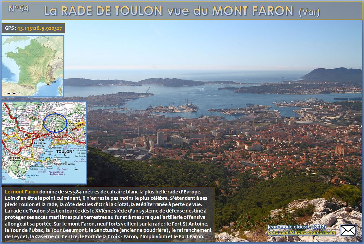 Parcourir la France: 54 - LA RADE DE TOULON vue du MONT FARON. (83. Var)