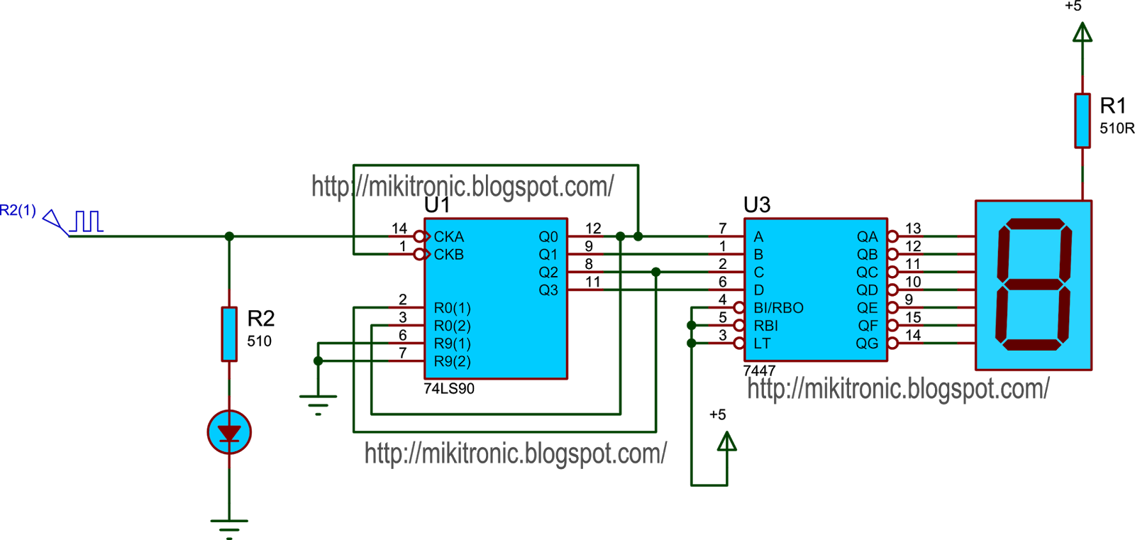 PROYECTOS ELECTRONICOS: CONTADOR DIGITAL 7490 MODULO 2, 3, 4, 5, 6, 7 ...