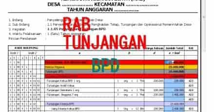 Contoh RAB Tunjangan BPD Tahun 2021 [Aplikasi Excel + PDF] | FORMAT ADMINISTRASI DESA