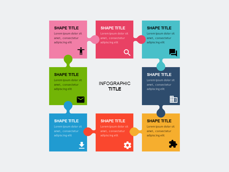 Square Jigsaw Connect PowerPoint Templates - PowerPoint Free