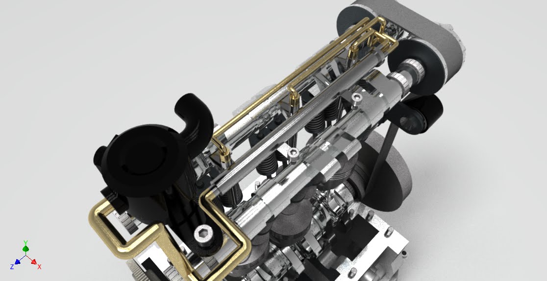 3 Cylinder Diesel Engine 3D Model