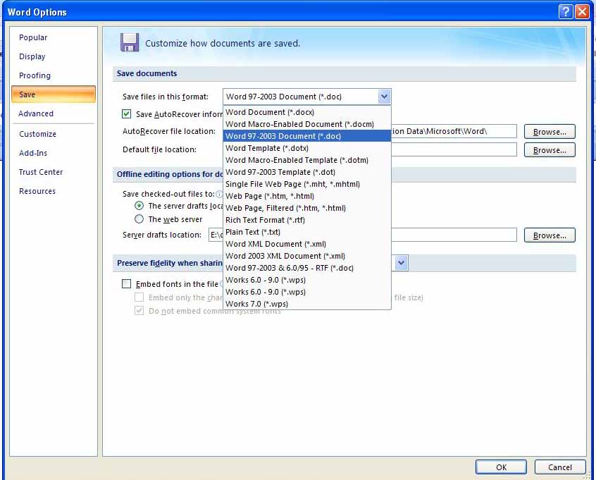 TutorialOffice: Rubah Setting default Ms. Word 2007 agar menyimpan ...