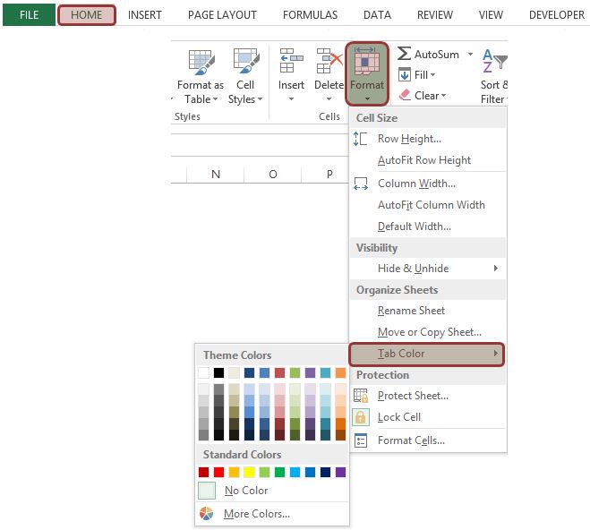 How to change Tab Color in Excel