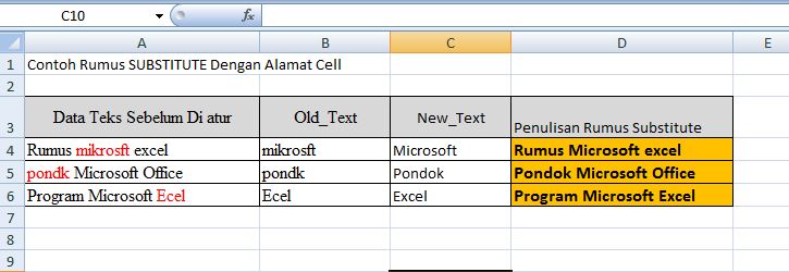 Rumus Excel SUBSTITUTE dan REPLACE - Fungsi dan Rumus Excel Lengkap