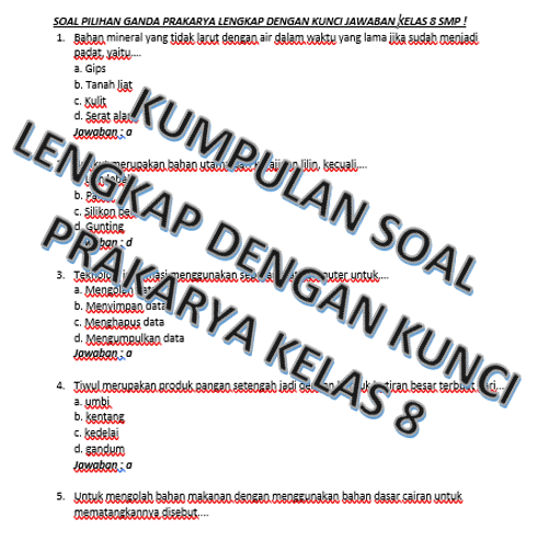 80 Soal dan Kunci Jawaban Prakarya Kelas 8 SMP - Kherysuryawan.id