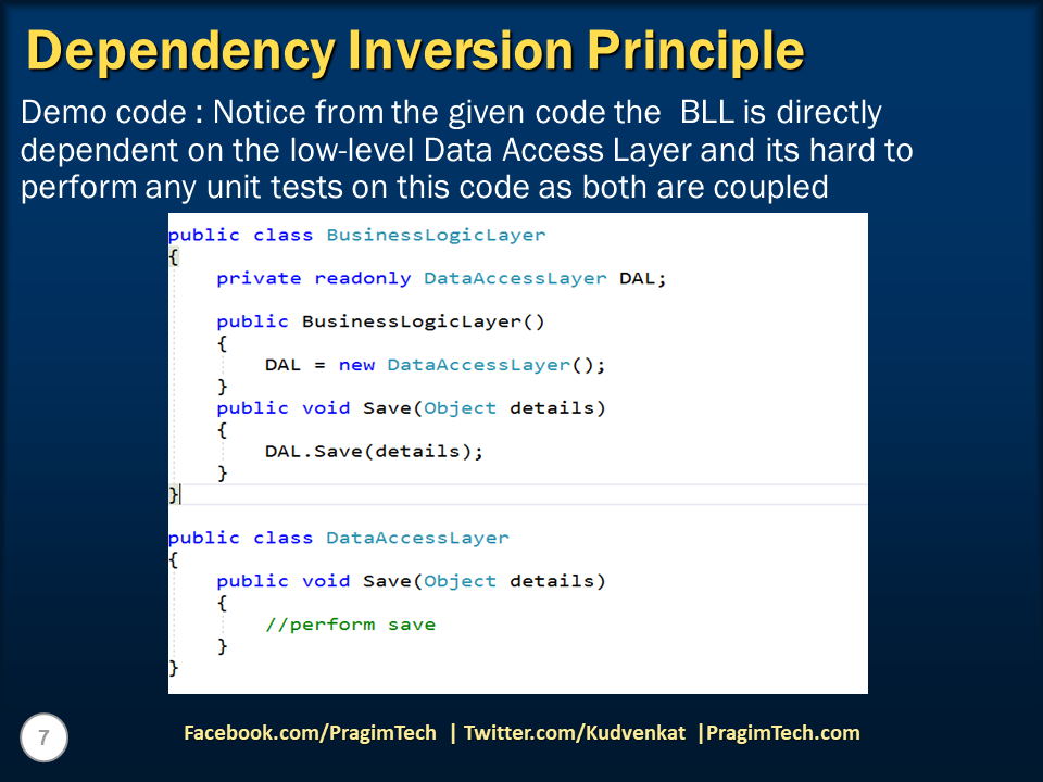 Sql Server Net And C Video Tutorial Dependency Inversion Principle Introduction Slides