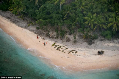 The call for 'HELP' written in palm fronds saves the lives of 3 men ...