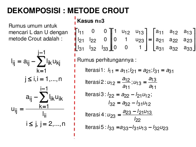 matrik metode crout dan doolittle: matrik crout dan doolitle