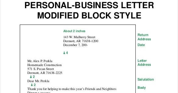 Personal Business Letter Format Block Style - Birthday Letter