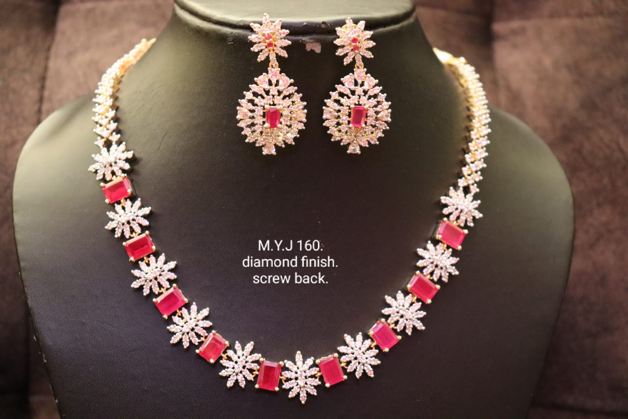 Exclusive Diamond Finish Bridal Trendy Jewelry Set - Indian Jewelry Designs
