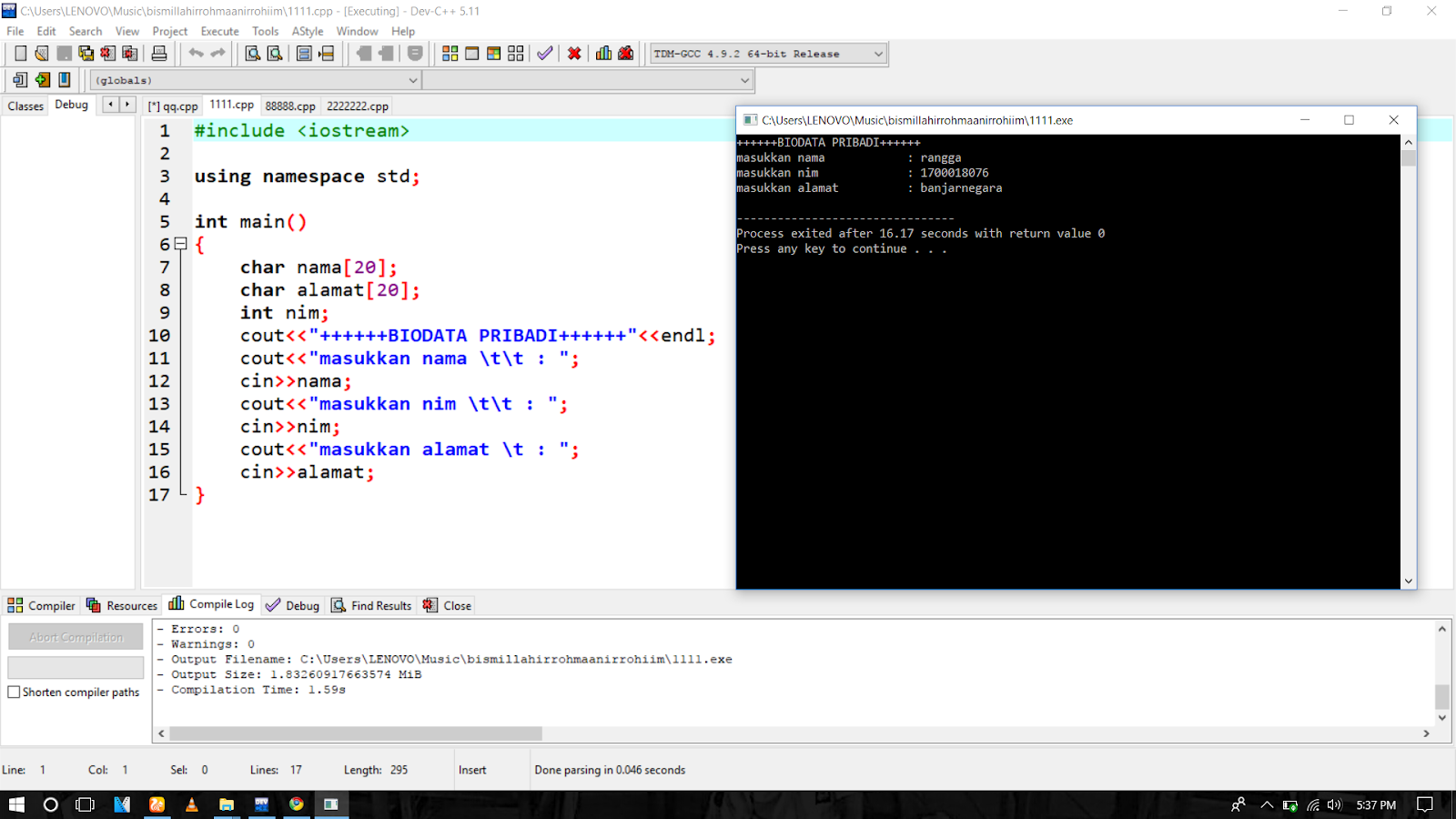 Program Sederhana Bahasa Pemrograman C Dengan Source Code