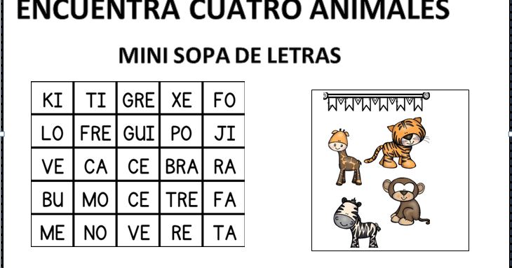 La Fuente Infantil -4 años-: MINI SOPA DE LETRAS