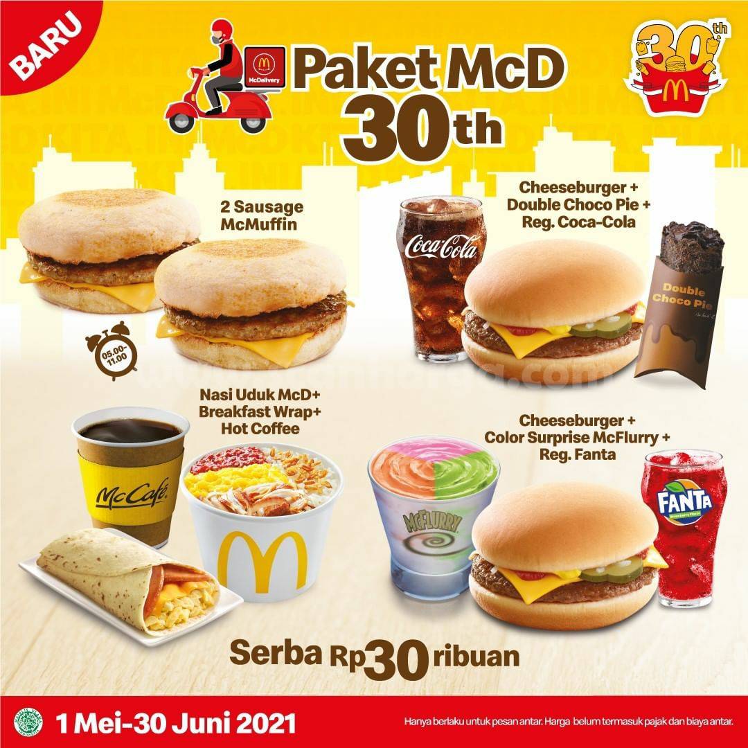 Promo McDonalds Paket Baru McD 30th - Serba Rp 30Ribuan - scanharga