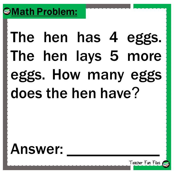 Teacher Fun Files: Simple Addition Word Problem Cards