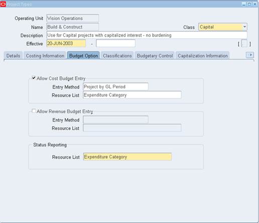 Oracle Applications Oracle Project Type And Template Setup Steps