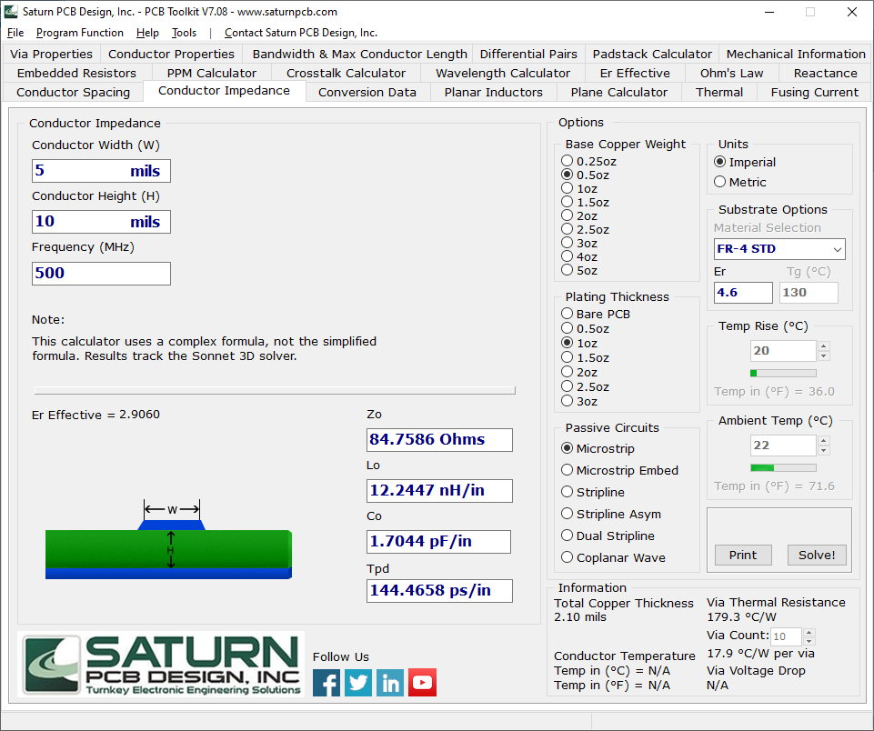 AndrewLabs Developer Blog: Saturn PCB Toolkit for PCB-related Calculations