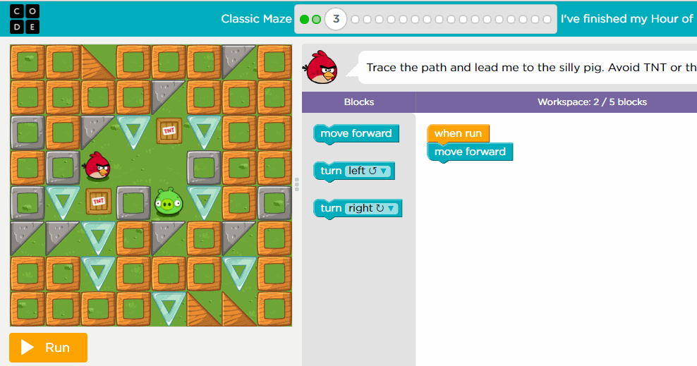 7mo Grado - VDS - 2019: Hour of code-Angry Birds