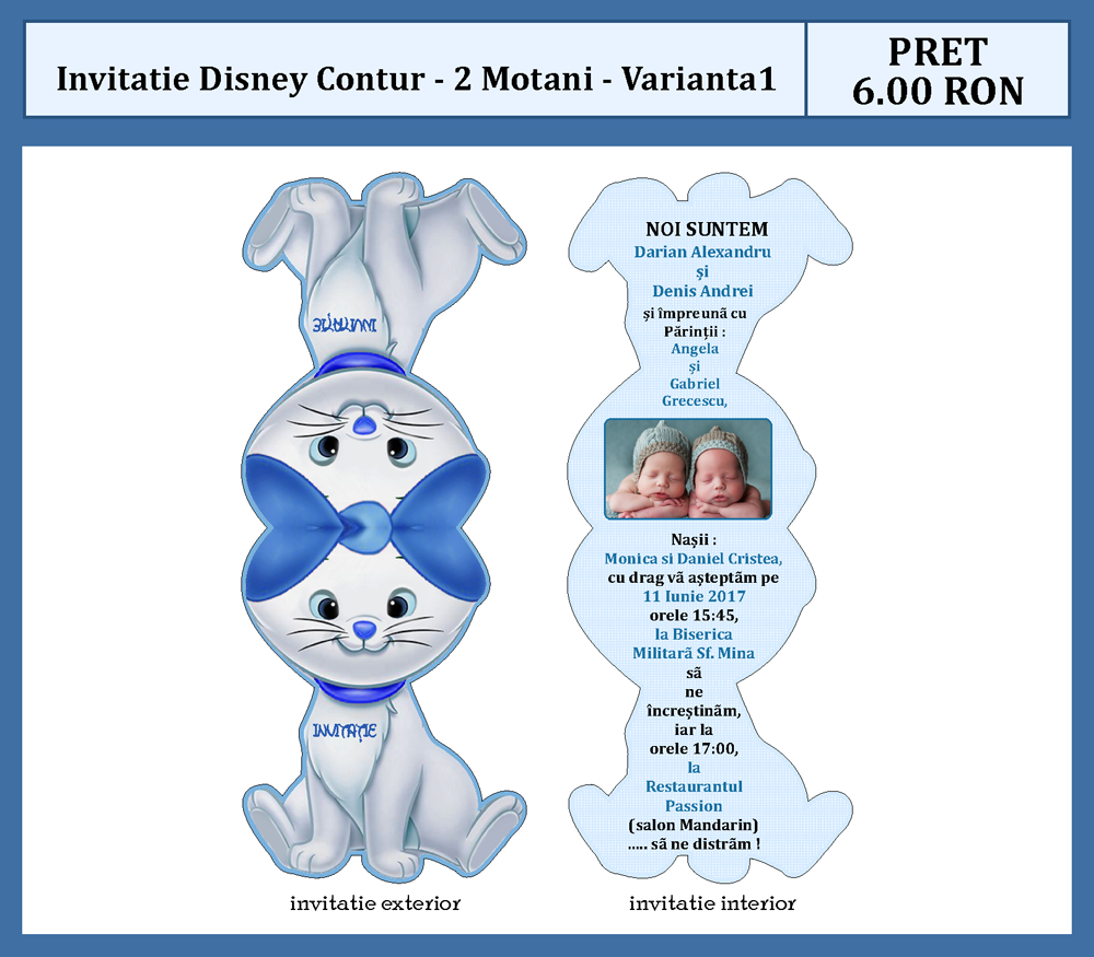 BebeStudio11.com - Invitatii Nunta‎ si Botez: Invitatii Gemeni - Motan ...