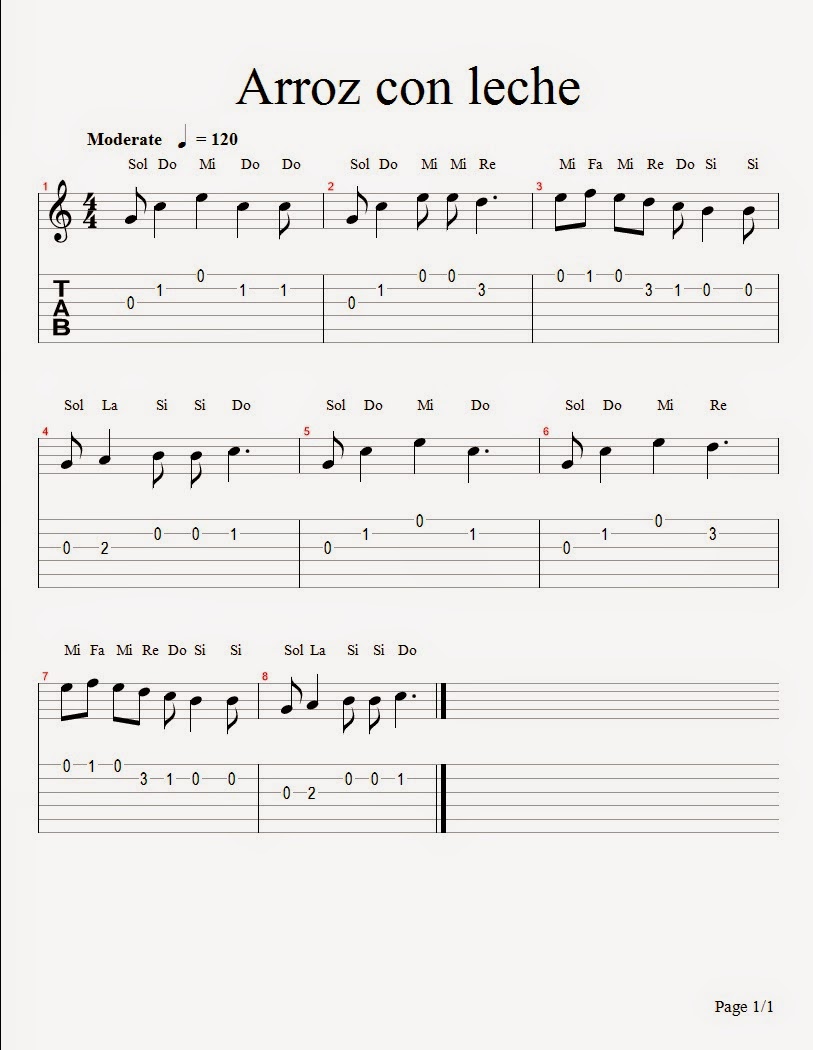 Partituras para Guitarra: Infantíles (6)