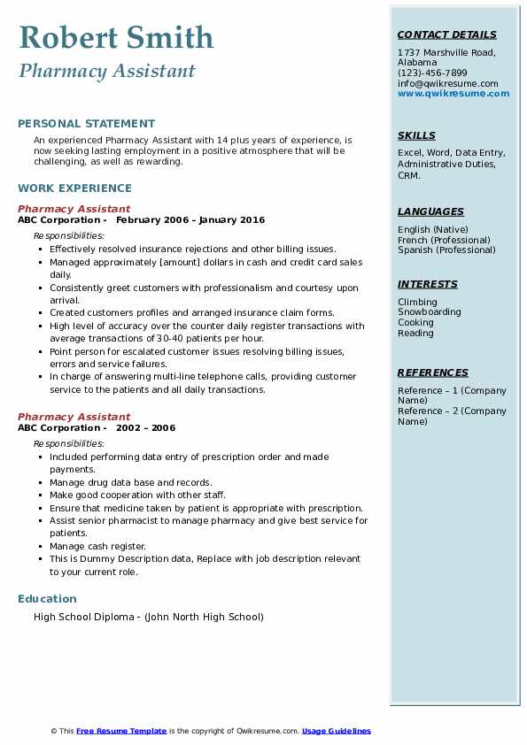 Associate Pharmacist Resume ~ Resume Letter