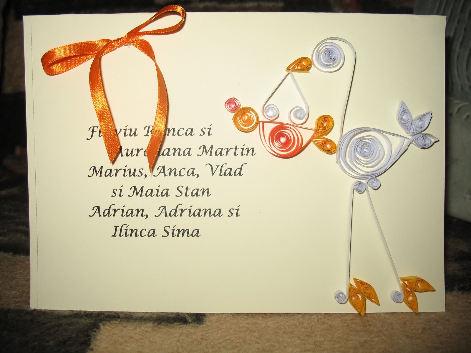 Felicitari Quilling: Botez