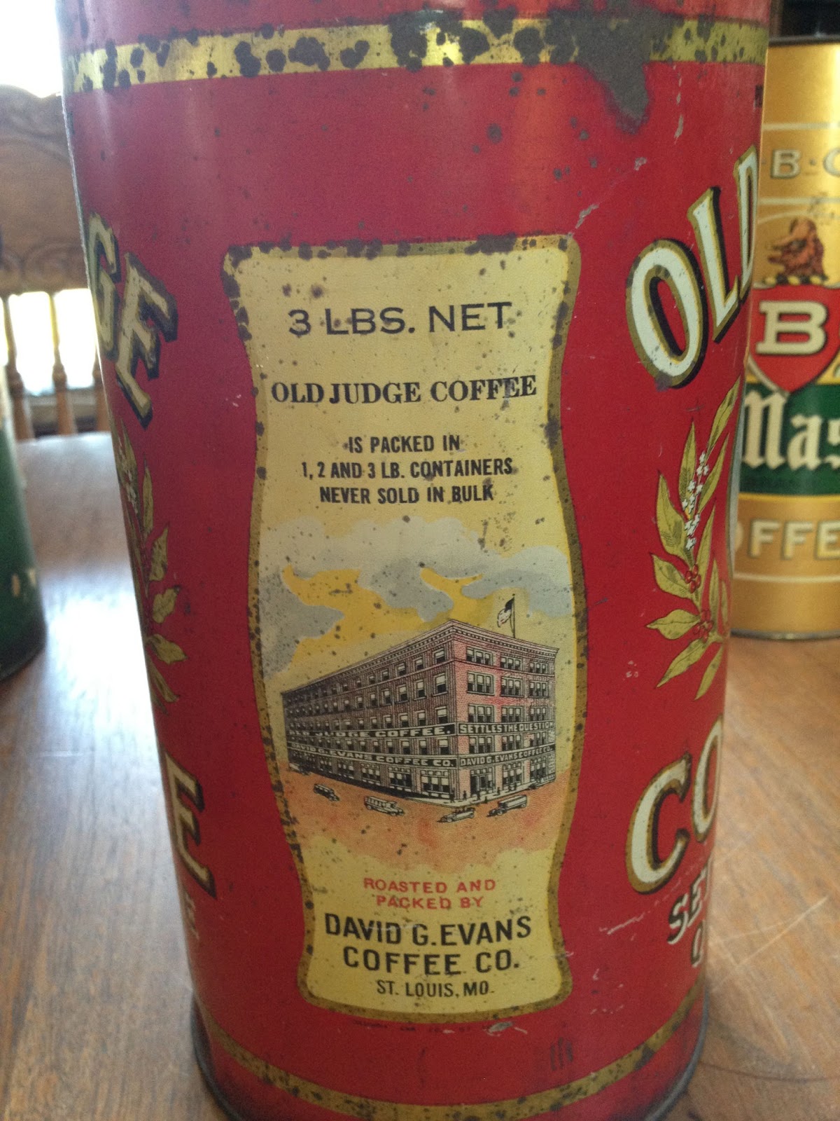 Antique Hunter: Old Judge Coffee Tin by David G. Evans Coffee Co.