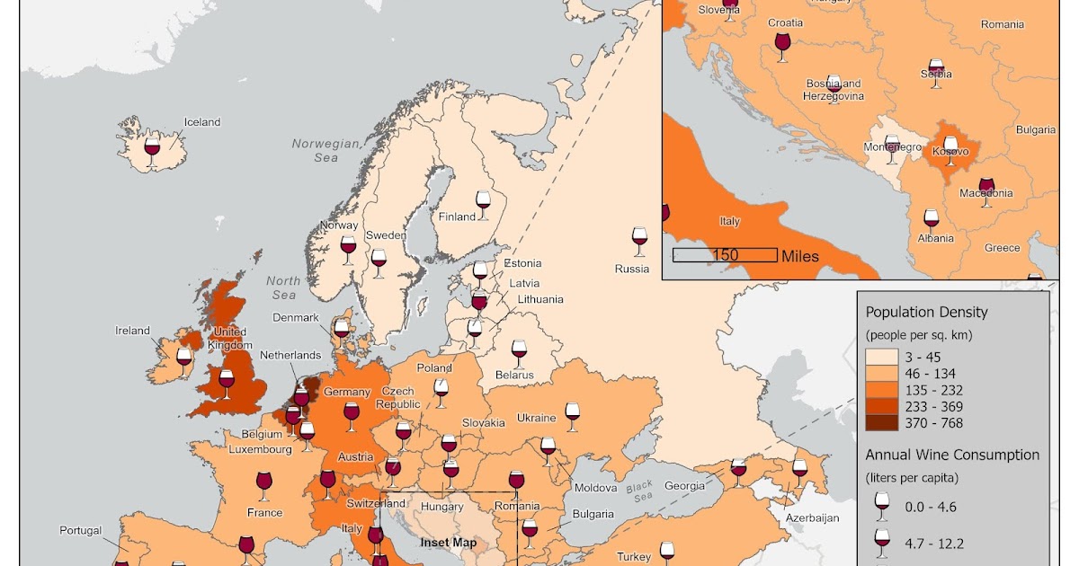 Choropleth Maps and Graduated Symbols: Wine Consumption in Europe Choropleth Maps and Graduated Symbols: Wine Consumption in Europe