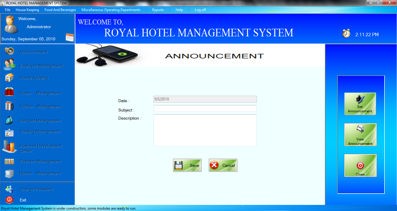 Web Development With ASP.NET: Hotel Management System software Screen Shots