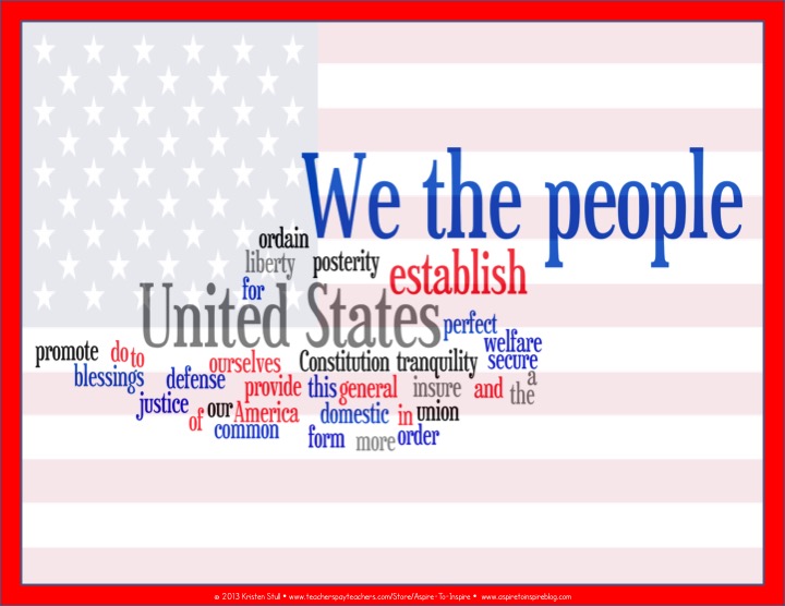 Constitution Preamble Cloud Art Poster - Classroom Freebies
