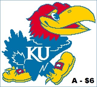 EASY PATTERNS: University of Kansas Jayhawks cross-stitch pattern