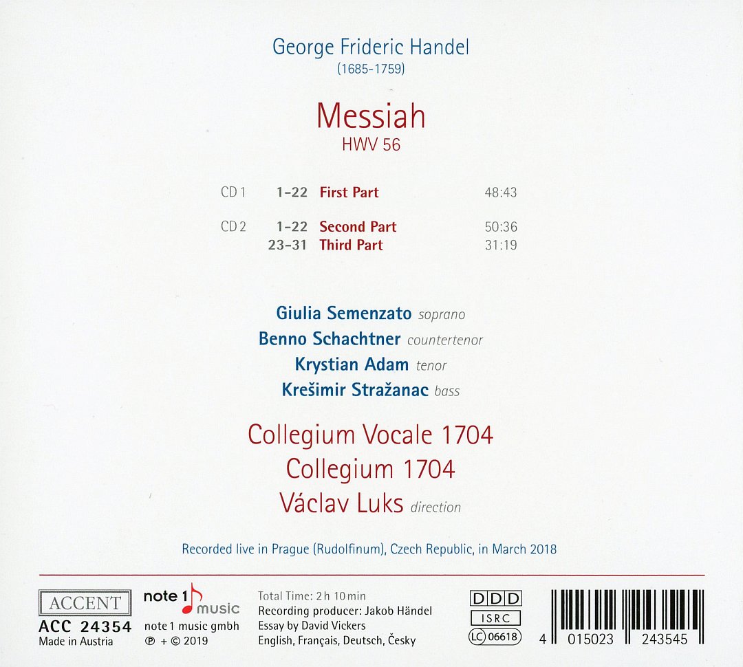 makdelart - classique: Handel - Messiah (Vaclav Luks) [2CD]