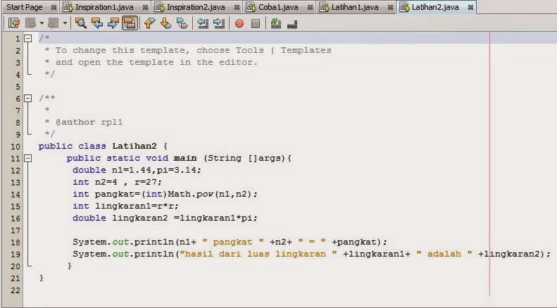 Contoh script pada java | Ryo Amogha