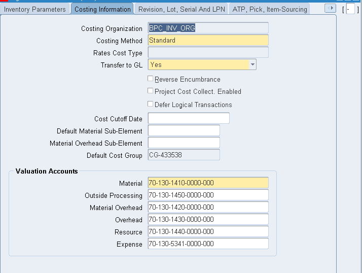 Oracle Inventory Defining Organization « Learn Oracle