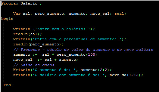 Computação - Linguagem Pascal Aula 1