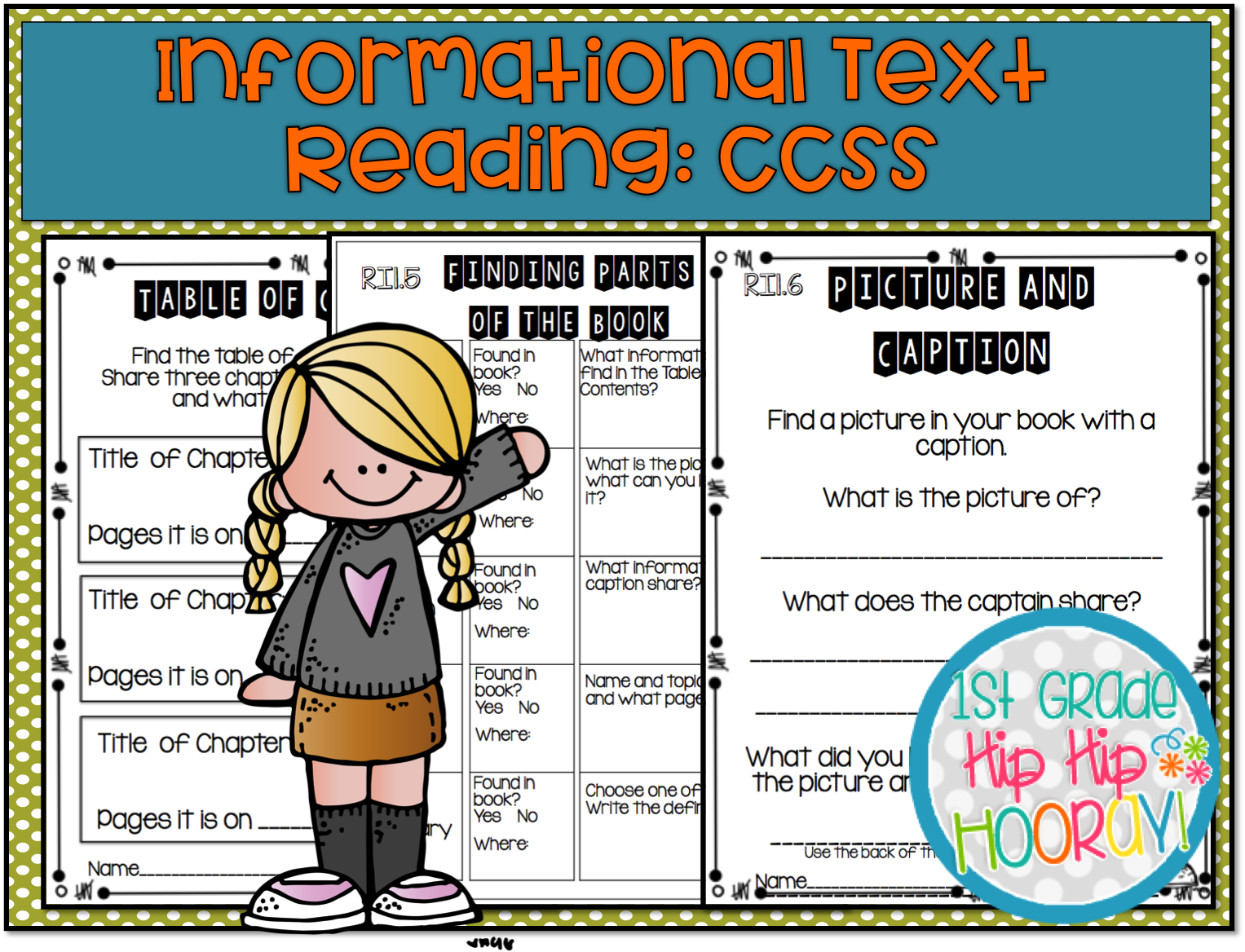 1st Grade Hip Hip Hooray!: Reading: Informational Text Assessment ...