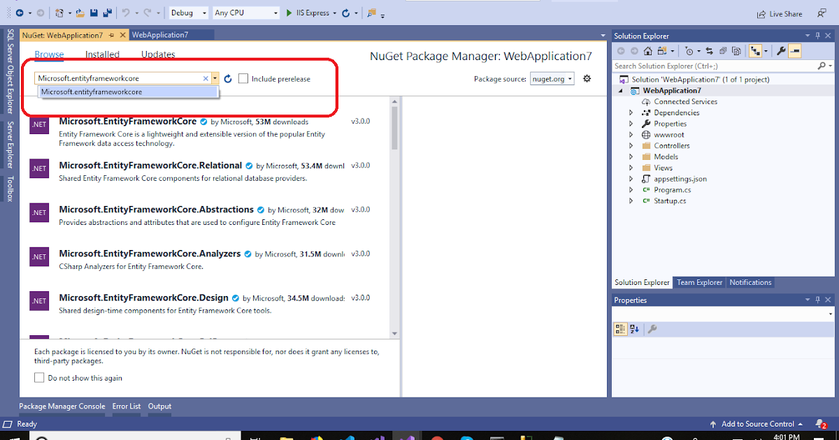 How Install Entity Framework Core In Asp Net Core Project