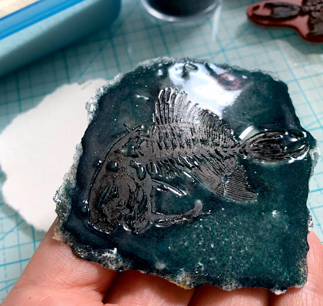 PaperArtsy: 2020 #7 Under the Sea: Fossilized Fish Bones with Ink & The ...