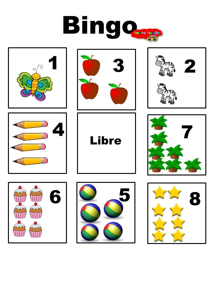 Bingo para trabajar nociones de Número y Cantidad.