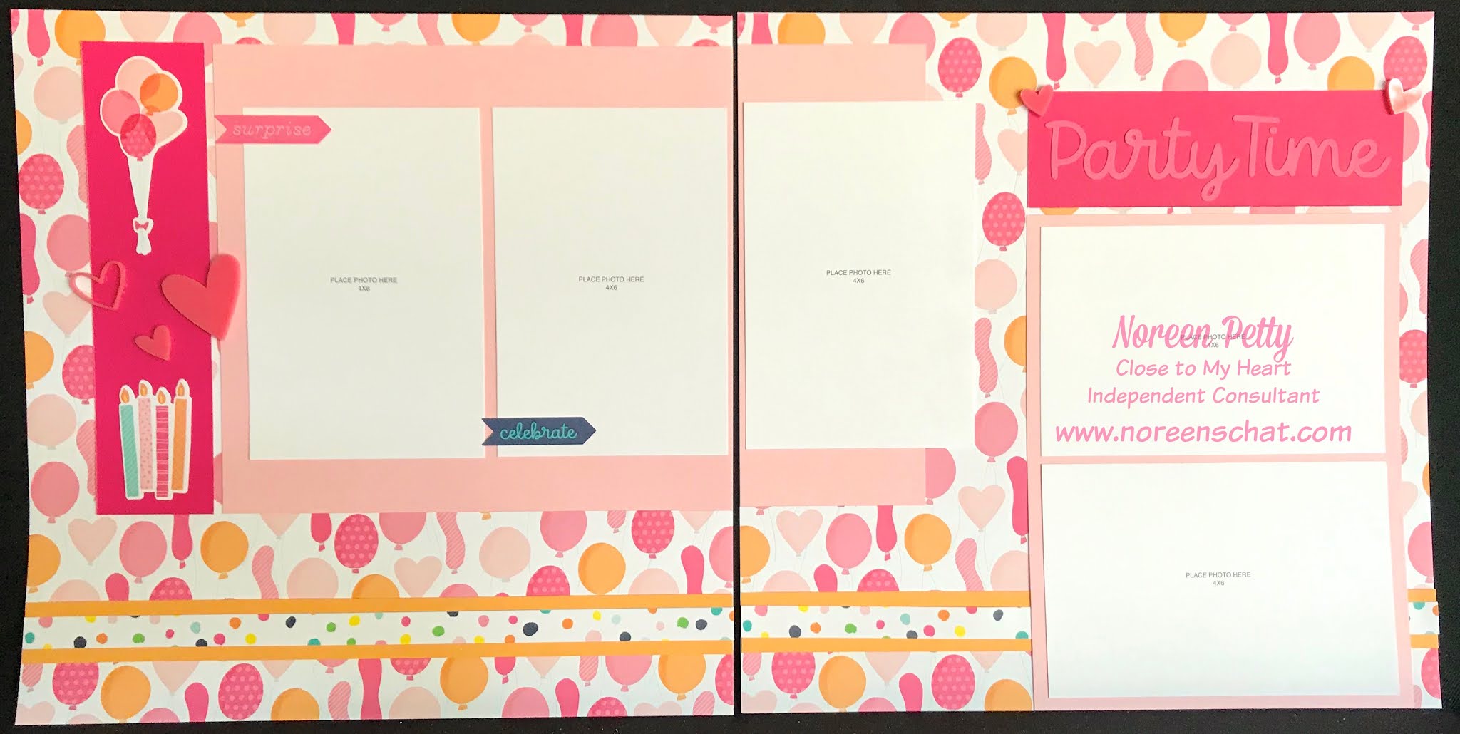 Noreen's Scrap N Chat: CTMH Party Time (Pink) Scrapbook Layout