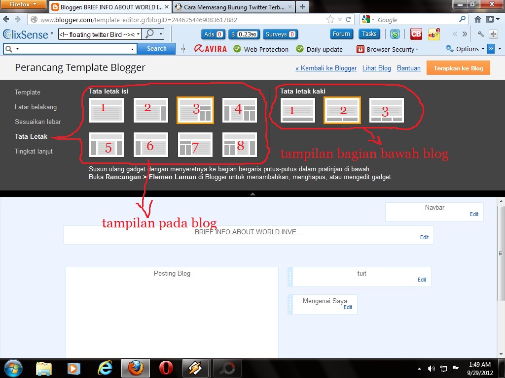 cara mengatur tata letak pada blog: Mengatur tata letak pada blog