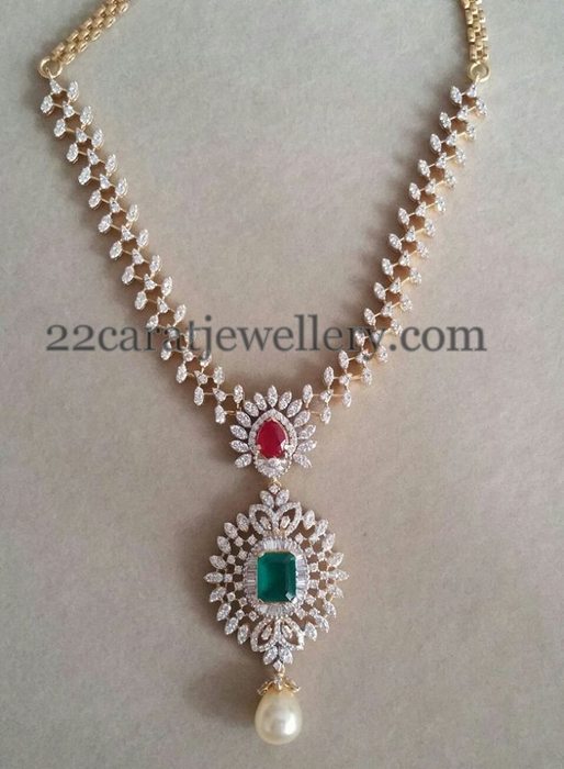 Regal Look Simple Diamond Set - Jewellery Designs