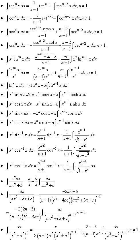 Integral Calculus - Reduction Formulas - Alfi Blog