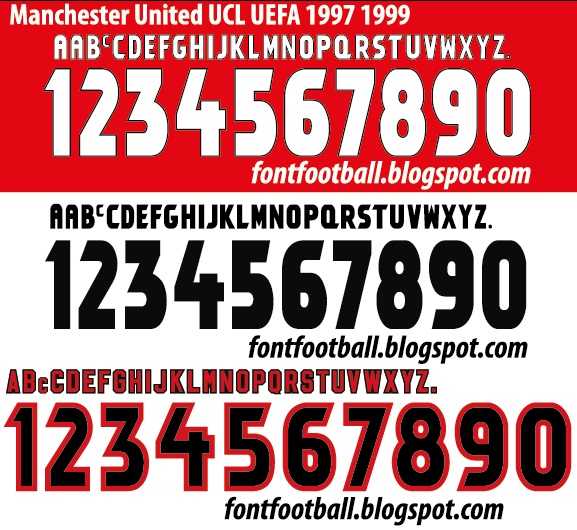 FONT FOOTBALL: Font Vector Manchester United UEFA 1999 kit