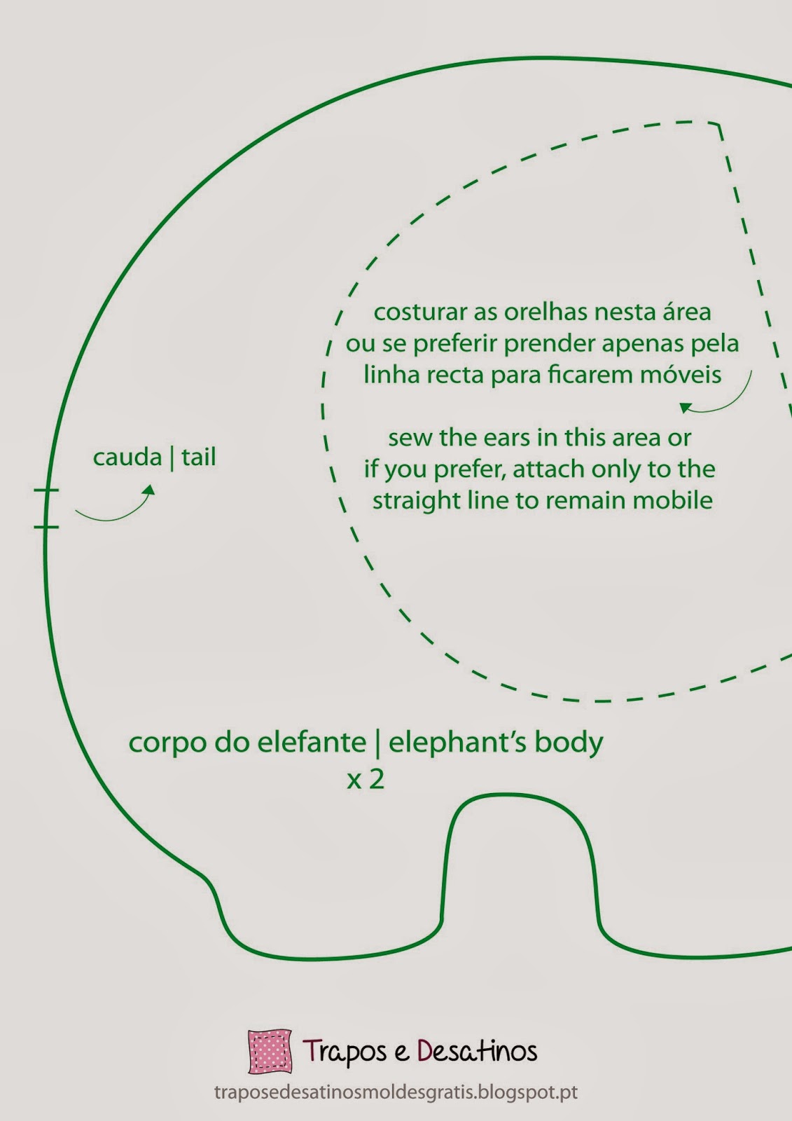 Moldes Grátis | Free Sewing Patterns: Elefante de Tecido | Stuffed Toy ...