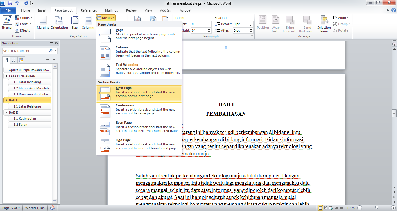 Cara Membuat Heading Dan Page Number