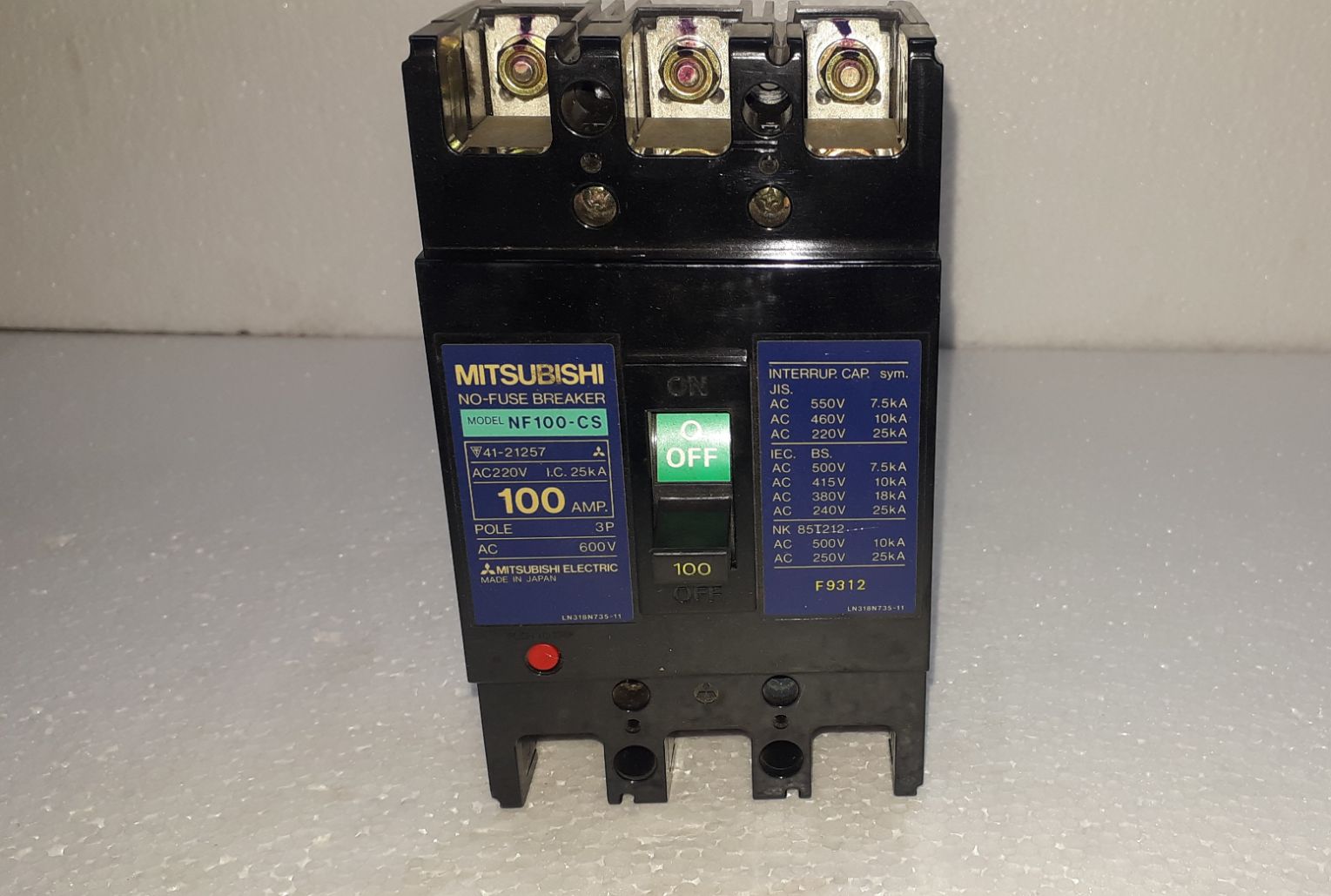 MITSUBISHI NF100-CS NO FUSE BREAKER 100A 3P 600V